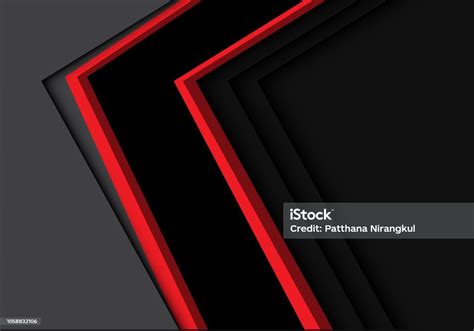 개요 검은 회색 디자인 현대 미래 배경 벡터 일러스트 레이 션에 빨간 선 화살표 방향 검은색에 대한 스톡 벡터 아트 및 기타 이미지 검은색 빨강 0명 Istock