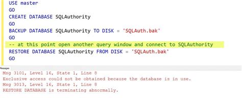 Sql Server Msg 3101 Level 16 Exclusive Access Could Not Be Obtained Because The Database Is