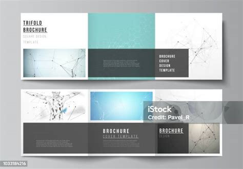 최소한의 벡터 레이아웃입니다 현대 평방 브로슈어 또는 전단지 디자인 서식 파일을 포함 한다 기술 과학 의료 개념입니다 분자 구조 선 및 점 들을 연결입니다 미래 배경 3단