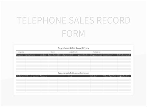 Telephone Sales Record Form Excel Template And Google Sheets File For Free Download Slidesdocs