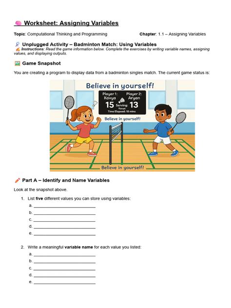 002 Worksheet Assigning Variables Pdf Algorithms And Data