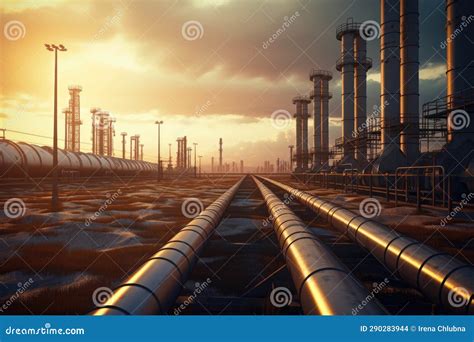 Large Oil Pipeline And Gas Pipeline In The Process Of Oil Refining And The Movement Of Oil And