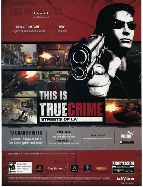 2004 True Crime Streets Of La Video Game Activision Prizes Retro Poster