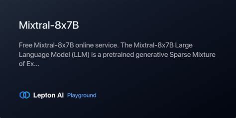 Mixtral 8x7b Lepton Ai Playground