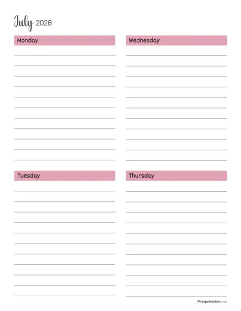 2026 Planner Free Pdf Templates