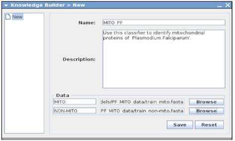 Input Window To Build A New Classifier From Two Set Of Proteins In