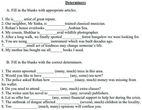 SOLVED Please Answer Fast Class 9 Determiners A Fill In The Blanks
