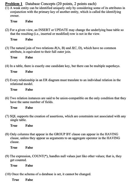 solved problem 1 database concepts 20 points 2 points