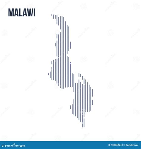 Vector Abstract Hatched Map Of Malawi With Vertical Lines Isolated On A White Background Stock