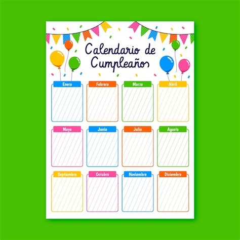 Premium Vector Flat Birthday Calendar Template