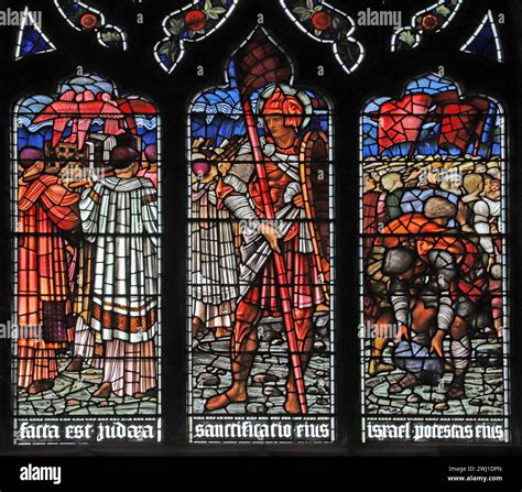 Stained Glass Window Depicting The Crossing Of The River Jordan By The
