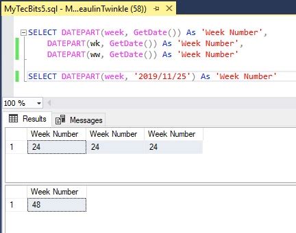 How To Get The Week Number Of Year In SQL Server My Tec Bits