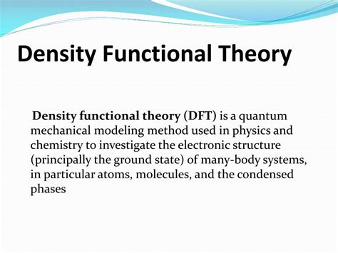 Ppt Density Functional Theory And Time Dependent Density Functional