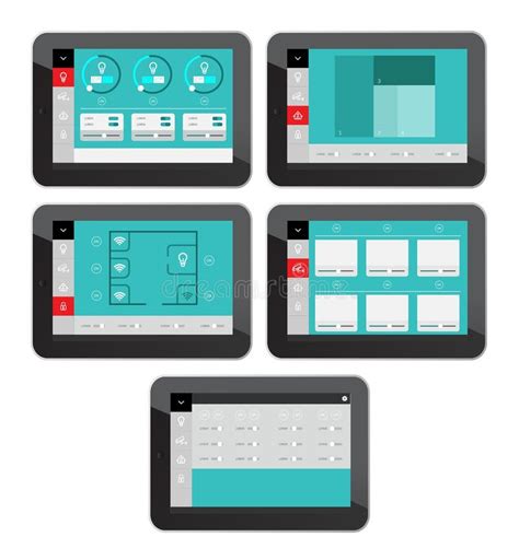 Home Security App Interface On Tablet Screen Stock Vector Illustration Of Blue Digitally