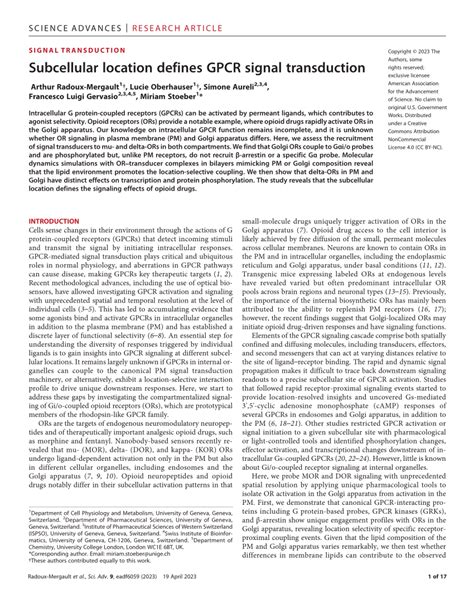 Pdf Subcellular Location Defines Gpcr Signal Transduction
