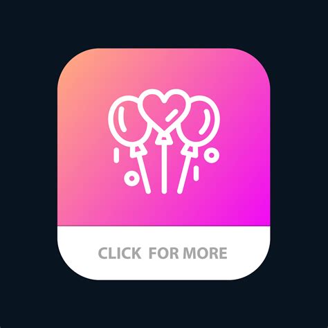 Balloon Love Wedding Heart Mobile App Button Android And Ios Line Version 18032776 Vector Art At