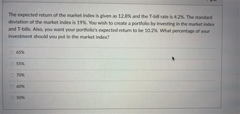 solved the expected return of the market index is given as