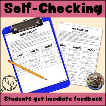 Solving NonLinear Systems Of Equations MYSTERY Activity TPT