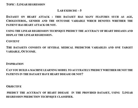 Solved Lab Exercise 5 Dataset On Heart Attack This