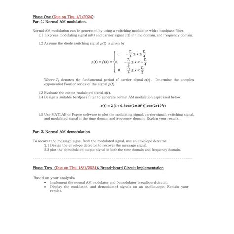 Solved This Project Will Cover Amplitude Modulation And