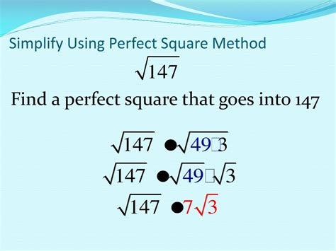 PPT Simplifying Radicals With Perfect Squares A Step By Step Guide PowerPoint Presentation