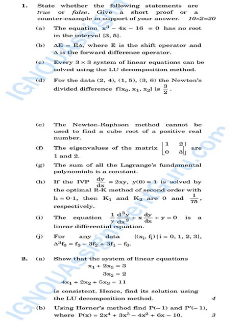 numerical analysis ignou questions pdf recurrence relation