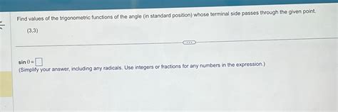 solved find values of the trigonometric functions of the