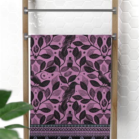 Pastel Raven Towel Witchy Pink Watercolor Rainbow Goth Bath Beach Or