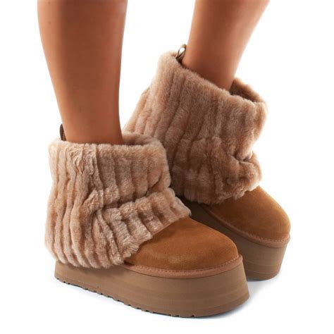 Boots Ugg Classic Mini Sherpa Corduroy Chestnut