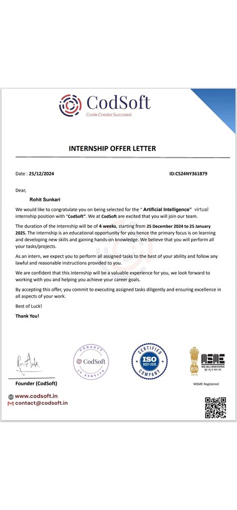 rohit sunkari on linkedin artificialintelligence internshipjourney