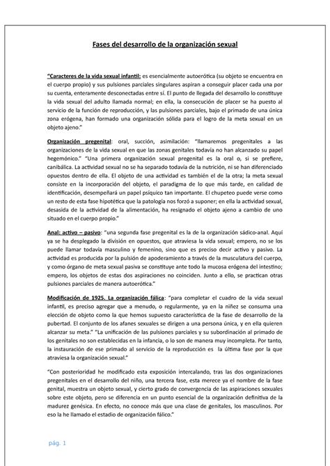Fases del desarrollo de la organización sexual Fases del desarrollo de la organización sexual