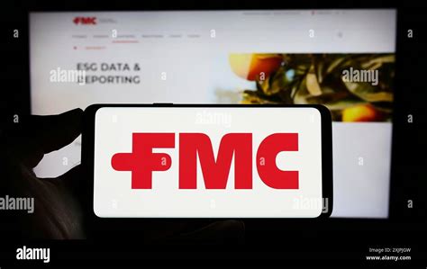 Stuttgart Germany 07 01 2023 Person Holding Cellphone With Logo Of Us Chemical Company Fmc