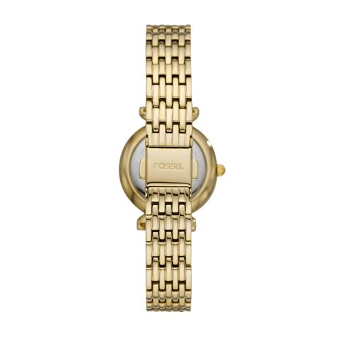 Carlie Mini Three Hand Gold Tone Stainless Steel Watch Sale Fossil
