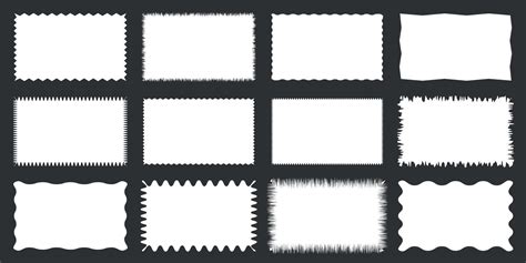 Rectangle Geometric Shape Frame With Wavy Edgeszigzag Wavy Edge Rectangle Shapes Elements Set