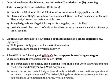 Solved I Determine Whether The Following Uses Inductive Chegg