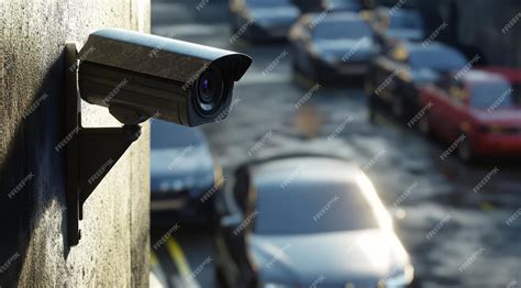 Hightech Ip Security Camera Installed In A Parking Lot For Safety And Surveillance Premium Ai