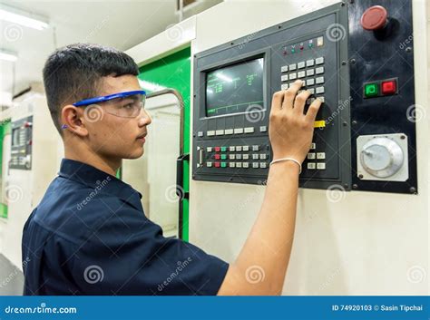 CNC Operator Stock Image Image Of Controller Fitter