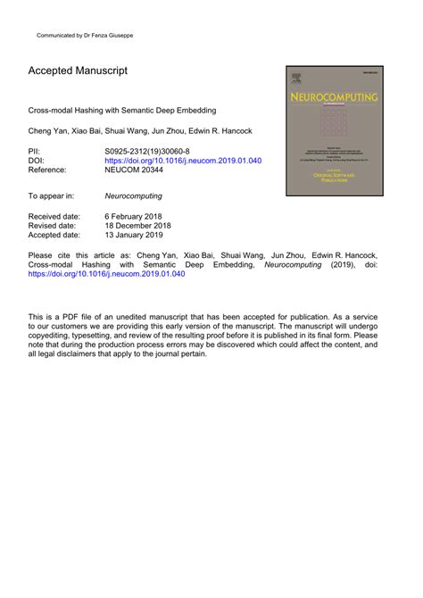 Pdf Cross Modal Hashing With Semantic Deep Embedding