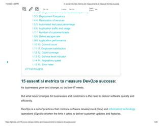 3 15 Proven DevOps Metrics And Measurements To Measure DevOps Success Pdf