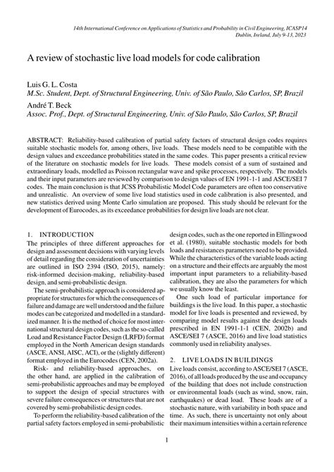 Pdf A Review Of Stochastic Live Load Models For Code Calibration