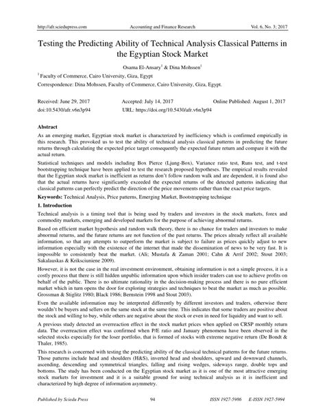 Pdf Testing The Predicting Ability Of Technical Analysis Classical