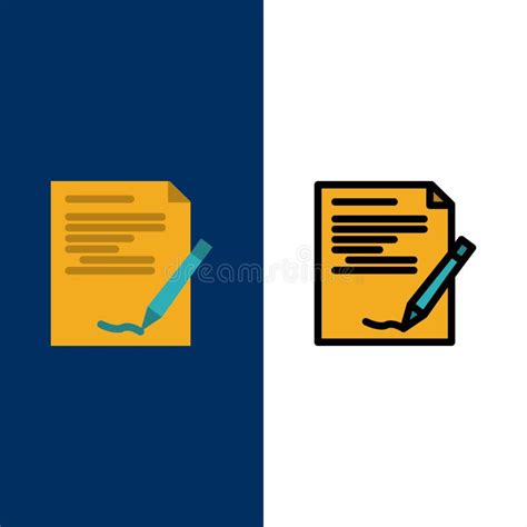 Agreement Paper Document Note Report Icons Flat And Line Filled Icon Set Vector Blue
