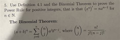 solved 5 use definition 4 1 and the binomial theorem to