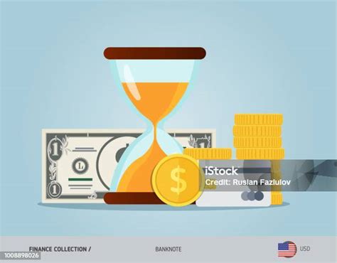 1 미국 달러 지폐 동전 신용 카드와 함께 모래 시계 평면 스타일 벡터 일러스트입니다 시간과 비즈니스 개념입니다 0명에 대한 스톡 벡터 아트 및 기타 이미지 Istock