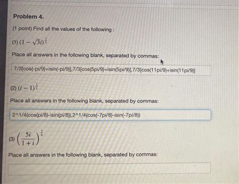 solved problem 4 1 point find all the values of the