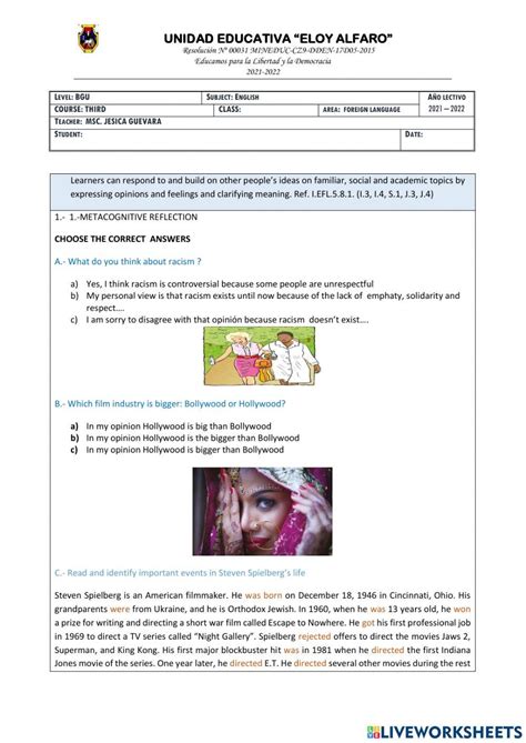 Metacognitive Reflection Q 1 3rd Bgu Online Exercise For Live Worksheets
