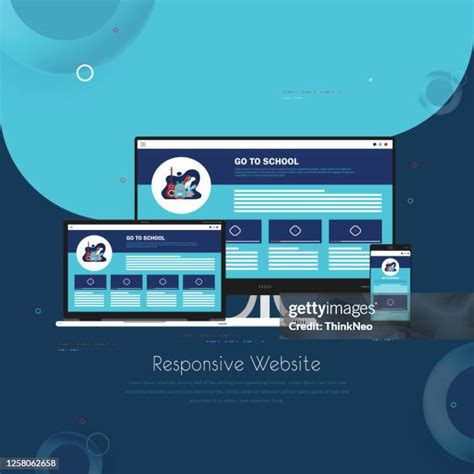 Responsive Web Design Template Flat Vector Devices Concept Stock