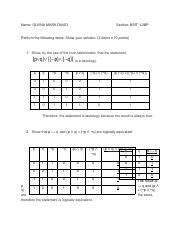 Logical Equivalence and Tautology Demonstrations: Truth Tables | Course Hero