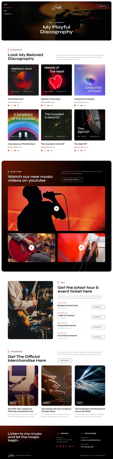 Sinatra Musician And Band Elementor Template Kit Sinatra Musician Kit