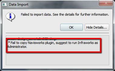 Error Message During Data Import Failed To Import Data In Infraworks